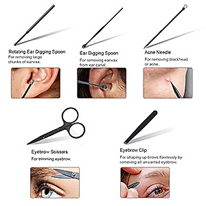 FIXBODY Manicure Pedicure Set - Nail Clippers Toenail Clippers Kit Includes Cuticle Remover with Black Leather Travel Case, Gift for Men and Women, Set of 15