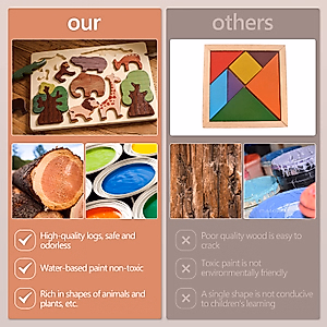 Samonyed Animal Wooden Puzzles for Toddlers, Montessori Early Development Learning Forest Puzzle, Basswood Tree Toy for 3 Years Boys & Girls Birthday