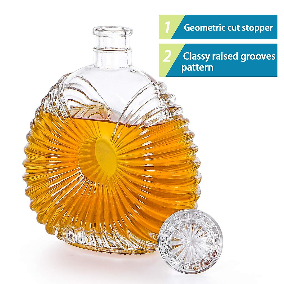 MDLUU Liquor Decanter, Glass Decanter with Airtight Stopper, Decanter Bottle for Whiskey, Brandy, Scotch, Bourbon 24oz/700ml