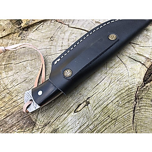 Perkin Damascus Steel Knife Hunting Knife With Sheath Bushcraft Knife - SK800