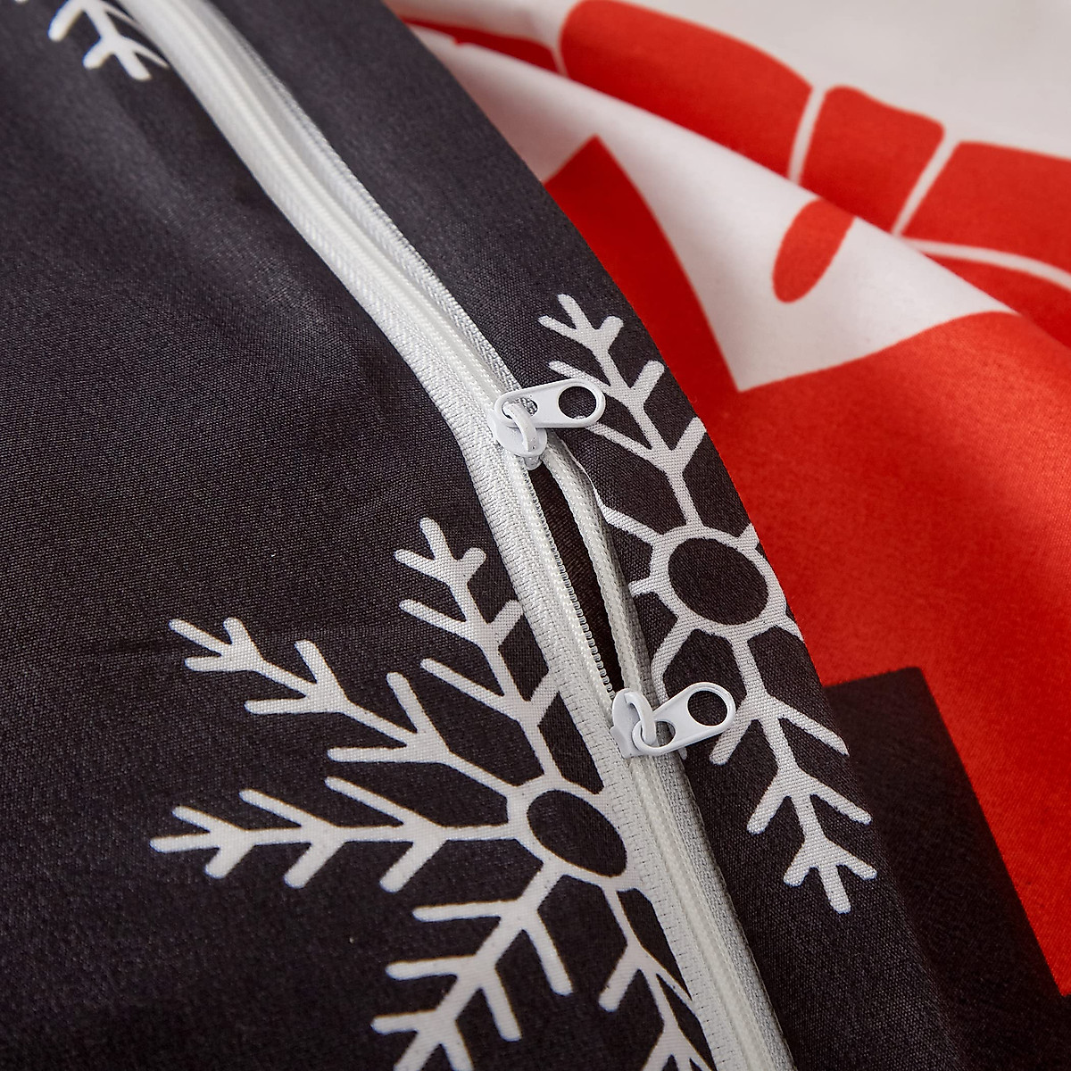 LAMEJOR Christmas Duvet Cover Set Queen Size Soft, Christmas Theme Reindeers/Bells/Christmas Trees Pattern Holiday Decor, 1 Duvet Cover+2 Pillow Cases