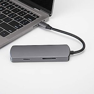 UBS Hub Extension, 6 in 1 USB3.0 Adapter Type C Multi‑Port USB C Expander Dock, to HDMI 4K Adapter Cable for Chrome Operating System/Windows7/8/10/XP/Linus/Vista