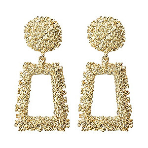 Doubnine Rectangle Geometric Metallic Earrings Indiana Boho Dangle Modern Earrings Wedding Bridal Jewelry for Women