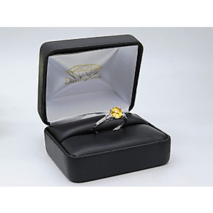 Dazzlingrock Collection 6mm Cushion Citrine & Round White Sapphire with White Diamond 3 Stone Style Engagement Ring in 10K White Gold, Size 7