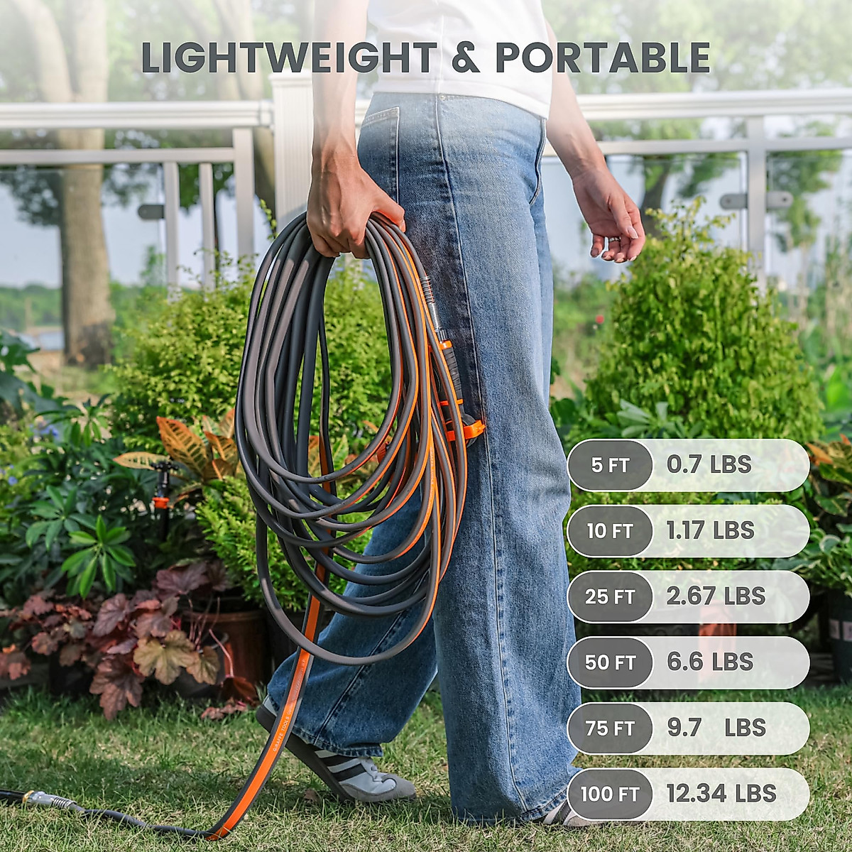 Giraffe Tools Garden Hose 25FT, 5/8"Heavy Duty Lay Flat Water Hose, No Kink, Flexible, Leakroof Gardening Hose with Male to Female Fitting, Lightweight Hybrid Hose Pipe for Garden & Yard