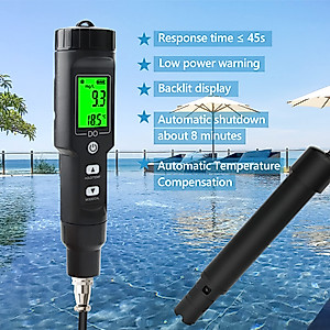 Dissolved Oxygen Meter,Portable Oxygen Meter Range:0-40mg/L,Dissolved Oxygen Test Kit with Electrode Filling Fluid,Aquarium Water Test Kit
