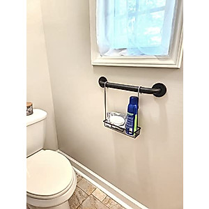 CSI Bathware Large Matte Black Universal Wire Accessory Tray for 1.25" OD Grab Bar