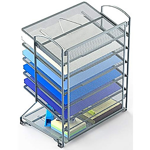 SimpleHouseware 6 Trays Desktop Document Letter Tray Organizer, Silver