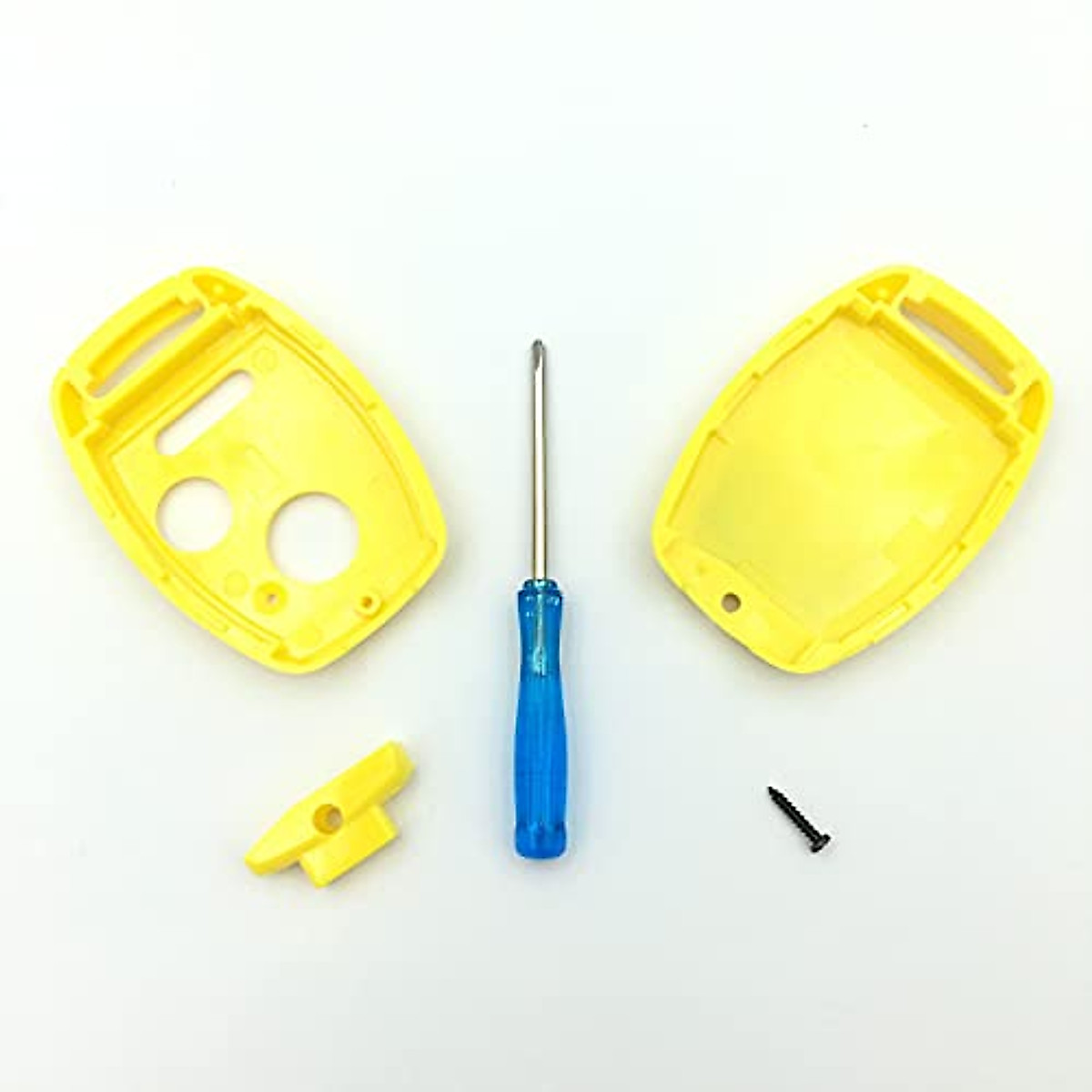 Henrida Keyless Entry Remote Key Housing Replacement for Honda Civic CR-V Fit Accord Crosstour Odyssey CR-Z Key Fob Shell Case，for Honda 2+1 Buttons with Screwdriver (Yellow)