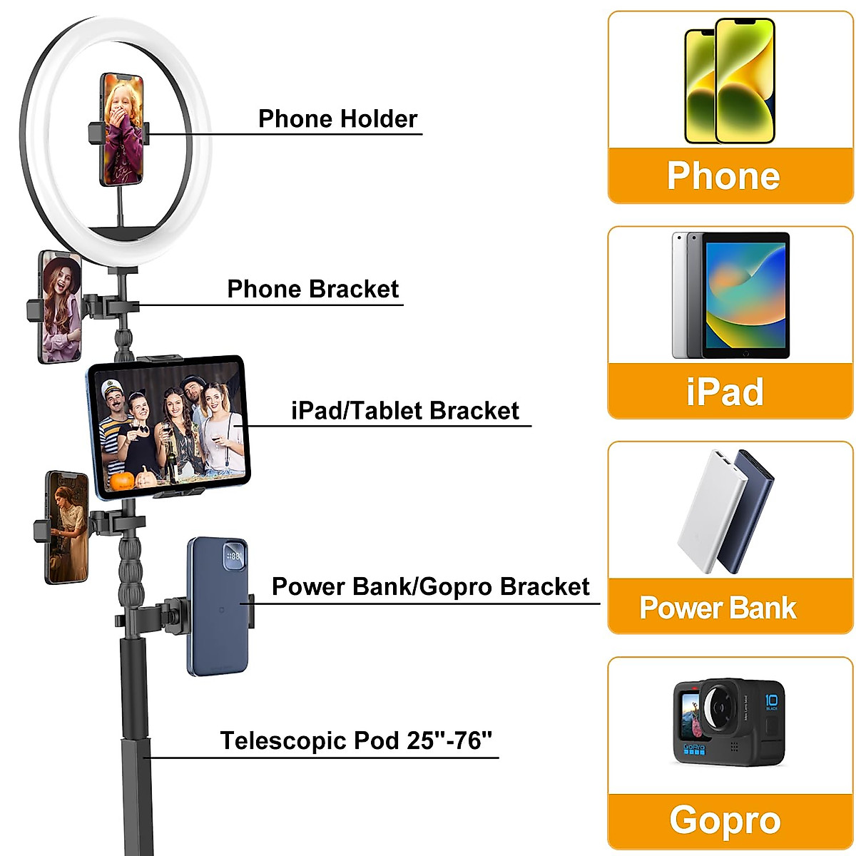 360 Photo Booth Machine for Parties with Ring Light 5 People Stand on Remote Control Automatic Slow Motion 360 Spin Photo Camera Booth Free Custom Logo 100cm 39.4 inch with Flight Case
