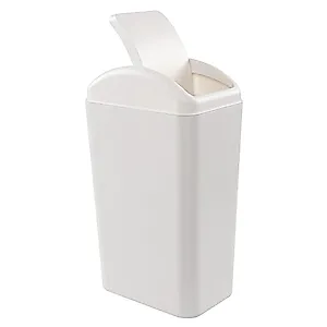 Ponpong 3.5 Gallon Slim Plastic Trash Bin, Garbage Can with Swing Lid, 1 Pack