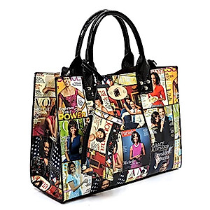 Glossy Magazine Cover Collage 3-in-1 Shoulder Bag Hobo Michelle Obama Handbag (3-Mulit)