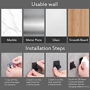 YIGII Adhesive Hooks/Towel Hook - Wall Hooks Stick on Hooks Heavy Duty for Hanging Towels/Coat/Hat/Bag in Bathroom, Bedroom, Dorm, SUS-304 Stainless Steel Matte Black 4 Packs