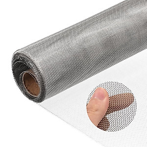 uxcell 20 Mesh 304 Stainless Steel Woven Wire Mesh Screen, 118 inch x 24 inch Hard and Heat Resisting Wire Mesh for Wall, Hole, Garden, DIY Project, Never Rust, Easy to Cut