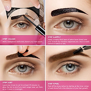 iMethod Eyebrow Tattoo Peel Off Tint - Tattoo Brow with Eyebrow Stencils, Eye Brow Tint, Eyebrow Tattooed, Eyebrow Stain, Longlasting, Waterproof, Easy to Use, Dark Brown