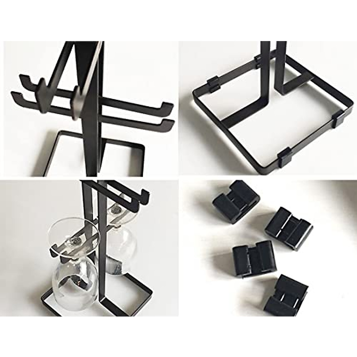 YEMUNY Mug Holder Stand 12 Hooks, Mug Tree Cup Stemware Storage Racks for 6 Wine Glasses (Brown)