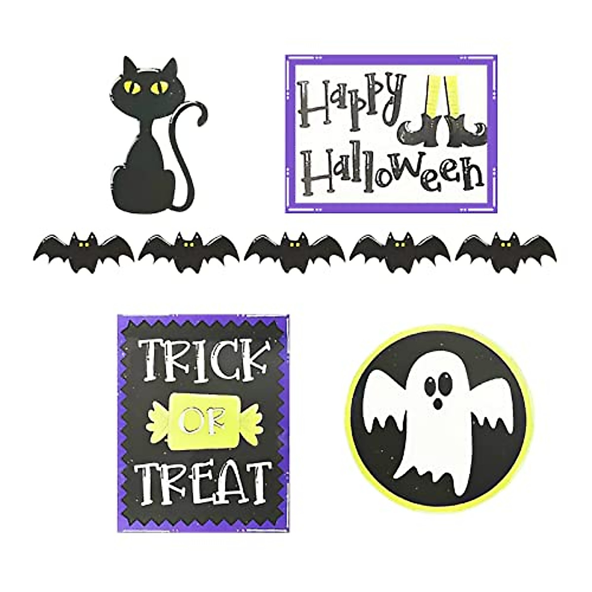 9 Pcs Halloween Tiered Tray Decorations,Halloween Signs for Halloween Home and Office Decor,Halloween Tray Decor with Witch Hat,Ghost,Bat,Tombstone,Pumpkin (7)