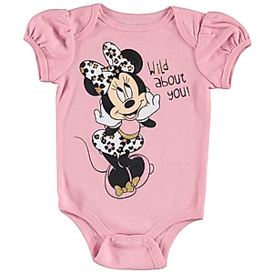 Disney Minnie Mouse Newborn Baby Girls 4 Piece Outfit Set: Bodysuit Pants Bib Hat Pink 0-3 Months