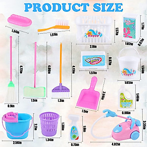 16 Pcs Miniature Dollhouse Cleaning Supplies Mini Bucket Mop Dust Pan Brush Broom Mini Housework Cute Cleaning Supplies Tools Miniature Furniture Dollhouse Decoration Accessories