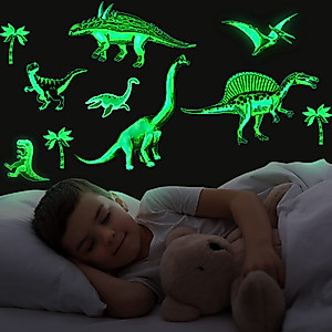 39 Pieces Dinosaur Wall Decals for Kids Living Room Glow in The Dark Stickers Large Dinosaur Wall Decor Stickers for Living Room,Classroom, Baby Birthday Christmas Party (Luminous Material)
