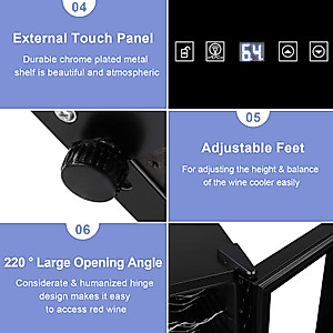 ROVSUN 34 Bottle Wine Cooler Refrigerator, Freestanding Compressor Wine Chiller, Beverage Wine Fridge with Digital Temperature Control & Double-layer Glass Door for Red White Wine, Champagne, Beer