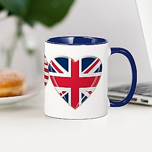 CafePress USA And UK Heart Flag Mug Ceramic Coffee Mug, Tea Cup 11 oz