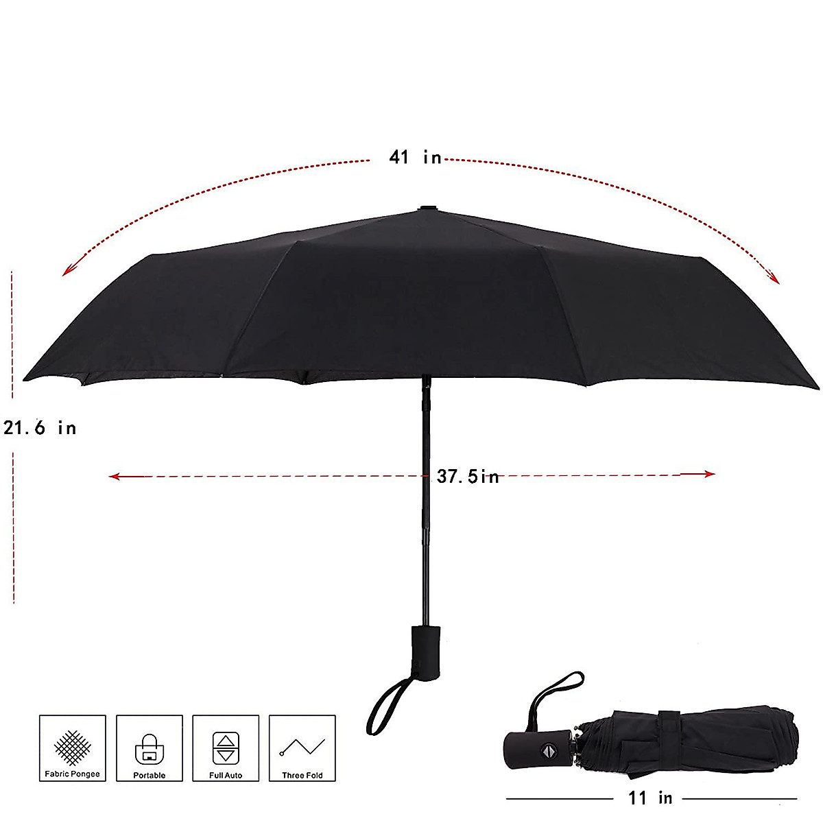 SY COMPACT Travel Umbrella Windproof Automatic LightWeight Unbreakable Umbrellas-Factory outlet umbrella (Black)