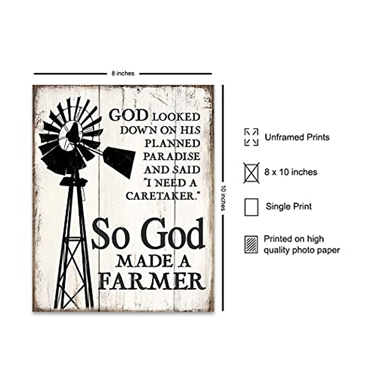 So God Made a Farmer Wall Decor - 8x10 Farm Poster - Farm Wall Art Sign - Farm Pictures - Farm Wall Decor for Living Room, Kitchen - Christian Religious Gifts - Farmhouse Decor - Paul Harvey