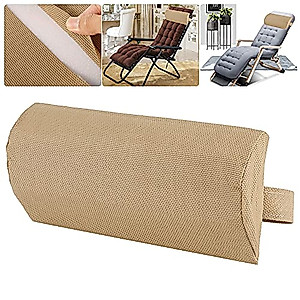 Universal Replacement Pillow headrest with Elastic Band, Removable Padded headrest Pillow for Chairs, Lounge Chair (Beige, 1 pcs)