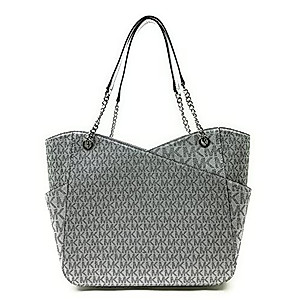 Michael Kors Large Jet Set Travel Chain Shoulder Tote (Silver)