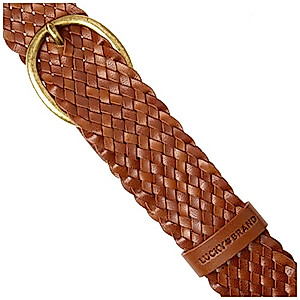 Lucky Brand Womens Braided Leather Belt, Small/Medium (26"-30"), Woven-Tan
