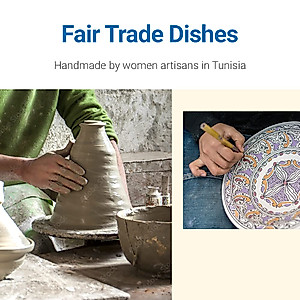 Kamsah Hand Made and Hand Painted Tagine Pot | Moroccan Ceramic Pots For Cooking and Stew Casserole Slow Cooker (Medium, Supreme Bohemian Blue)