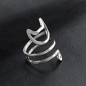 Cute Cat Ring Women Girl Wrap Finger Ring Adjustable Ring Jewelry (Silver, One Size)