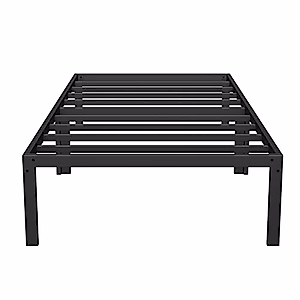 Mr IRONSTONE Twin Bed Frame, 14 Inch Platform Heavy Duty Steel Twin Size Bed Frame No Box Spring Needed, Metal Bed Frame with Storage, Heavy Duty Steel Slat, Anti-Slip Support, Quick Instal