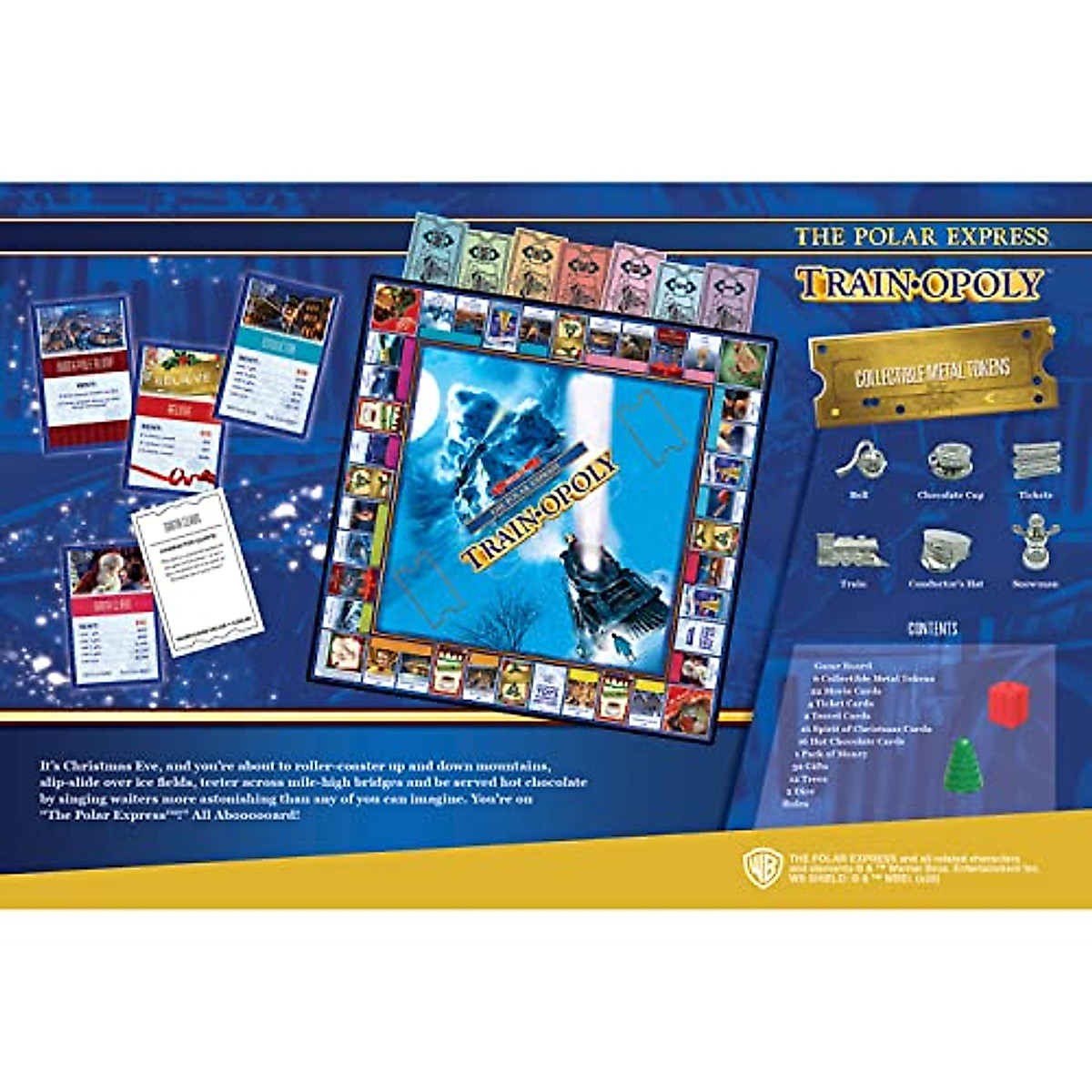MasterPieces Opoly Board Games - The Polar Express Train Opoly - Officially Licensed Board Games for Adults, Kids, & Family