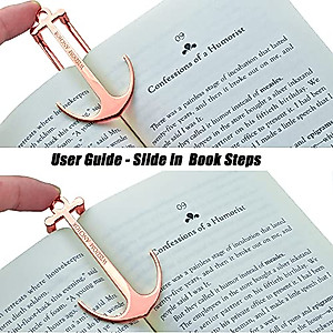 Anchor Book Page Holder Bookmark, Hands Free Reading Book Opener, Hold Books Open Tool, Classic Reading Accessories for Men Women Book Lovers, Elegant Rose Gold