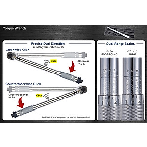 Precisebuilt 3/8" Drive 5-80 ft-lb (0.7-11.2 kg-m) Dual-Direction Click Torque Wrench