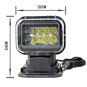 EIOUHENG 50W LED Spotlight LED Search Light 360 Degree LED Rotating Remote Control Work Light with Magnetic Base for SUV Boat Home Security Protection Emergency Lighting Farm Field Garden