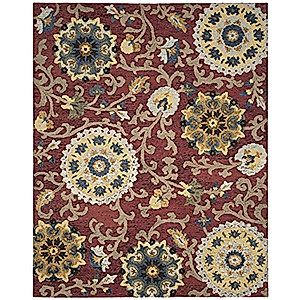 SAFAVIEH Blossom Collection 10' x 14' Red / Multi BLM401C Handmade Premium Wool Area Rug