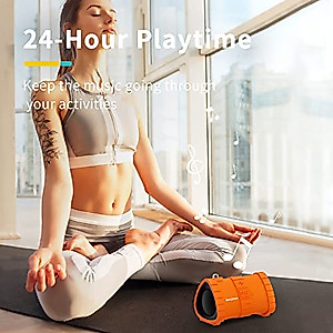 EBODA Waterproof Bluetooth Shower Speaker, Portable Wireless Outdoor Speakers with 24H Playtime, 2000mAh, IPX7 Floating for Kayak, Pool, Beach Accessories, Gifts for Men,Girls- Orange