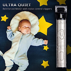 AmoVee Cordless Electric Clippers for Hair Cutting，Professional Hair Clippers for Man, An-ti Scratch T Blade Trimmer Outliner for Body Hair, Beard, Bang Grooming for Barber, Beginner, USB Rechargeable