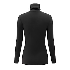 Kindcall Long Sleeve Mock Turtleneck Stretch Slim T Shirt Layer Top Black Medium