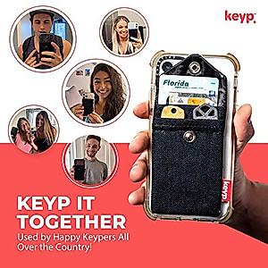 Keyp Card Holder for Back of Phone - Credit Card Holder for Cell Phone - Convenient Phone Card Holder Stick On for Keys, Cards & Cash - Stick On Wallet for Cell Phone (Blue Denim)