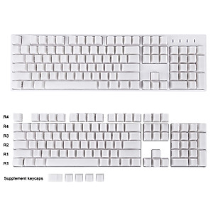 Petforu POM Jelly Keycaps Doubleshot Translucent OEM Profile for 6187104108 Keys PC Gaming Mechanical Keyboards (White)
