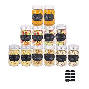 BPFY 12 Pack 16 oz Glass Mason Jars With Lids, Canning Jars for Meal Prep, Food Storage, Canning, Drinking, Oats, Salads, Yogurt, Jelly Jars, Candle Holder