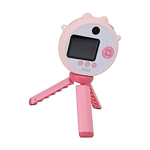 Fdit Kids Camera Abs Silicone Girls Artificial Swag Kids Video Camera with Stand for 3‑12 Years Old (Pink)