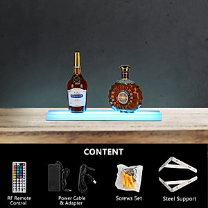ROVSUN 1 Step 20 Inch Wall Mounted LED Lighted Liquor Bottle Display Shelf Bar Shelf with Remote Control, Illuminated Liquor Shelves LED Bar Shelves for Commercial Home Man Cave Bar Accessories