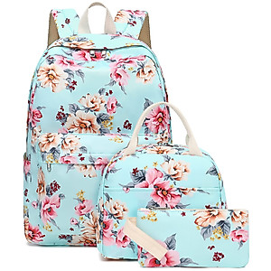 Bluboon School Backpack Set Girls Womens Laptop Bookbag Casual Daypack Fits 15 inch Laptop with Lunch Tote Bag and Pencil Bag