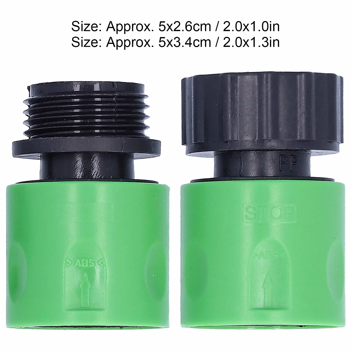 Garden Hose Quick Connector, NPT 3/4 Female Male Thread Coupler Nipple for Garden Lawn Irrigation, Plastic Water Hose Connect for Sprinklers and Spray Nozzles, Green (5 Pcs in Each Set)
