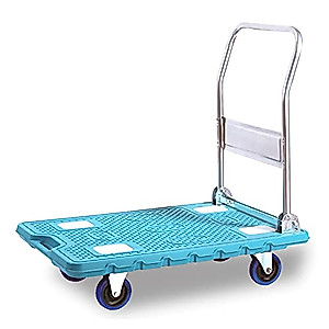 Generic Hand Truck Plastic Flatbed Trolley Metal Foldable Handle and Swivel Wheels fit for Warehouse Platform Hand Truck Factory Load Capacity 660lb Utility Cart (Size : Mute)